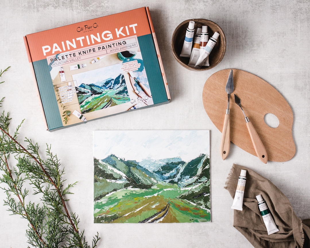Mountain Valley Landscape Painting Kit/palette Knife Painting Kit ...