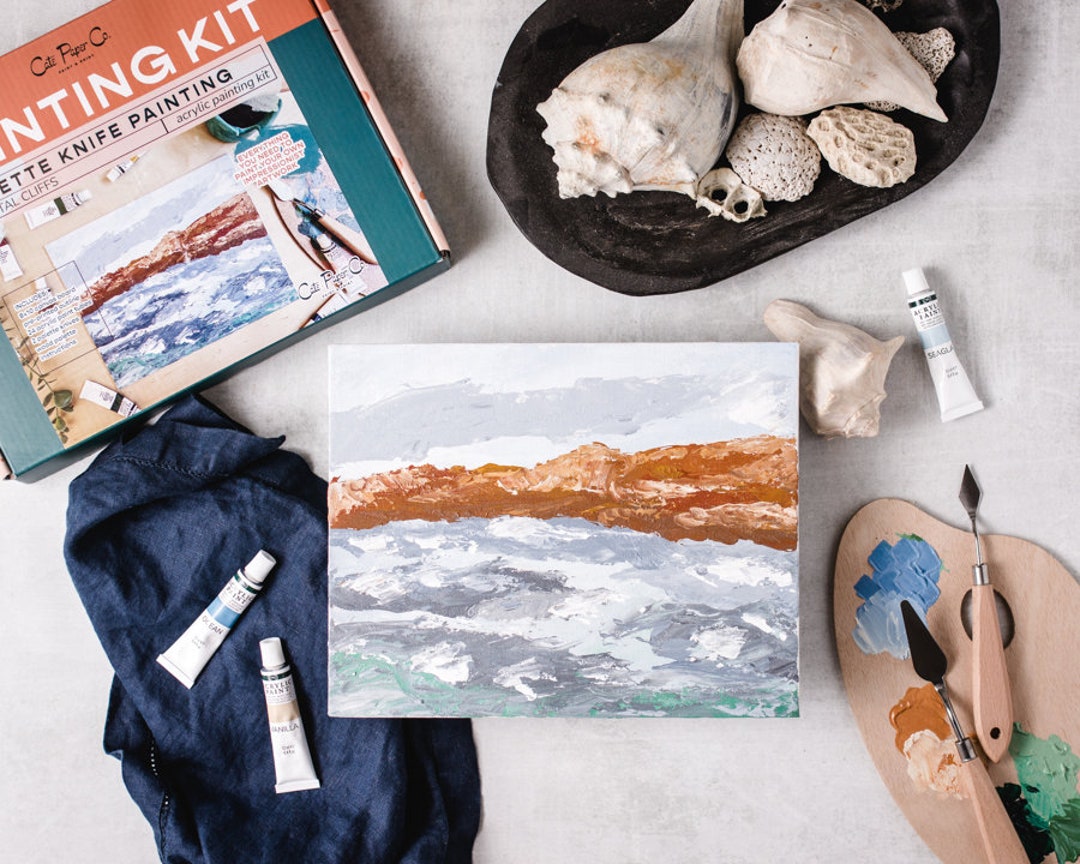 Coastal Cliffs Palette Knife Painting Kit/landscape Painting Kit ...