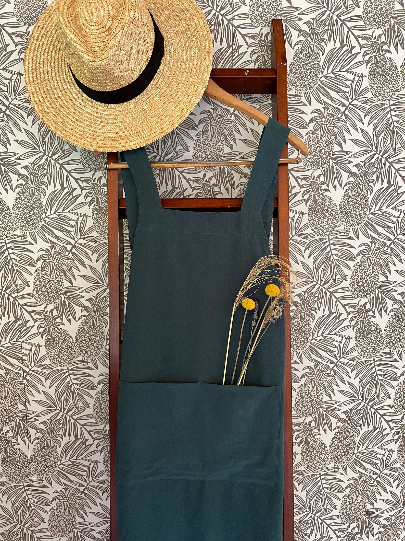 Cross Back Apron/cotton Apron/artists Apron/korean Style Apron/painters ...