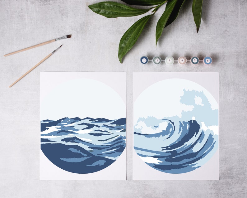 Ocean Waves Paint by Number Kit/beach Paint by Number/kids - Etsy