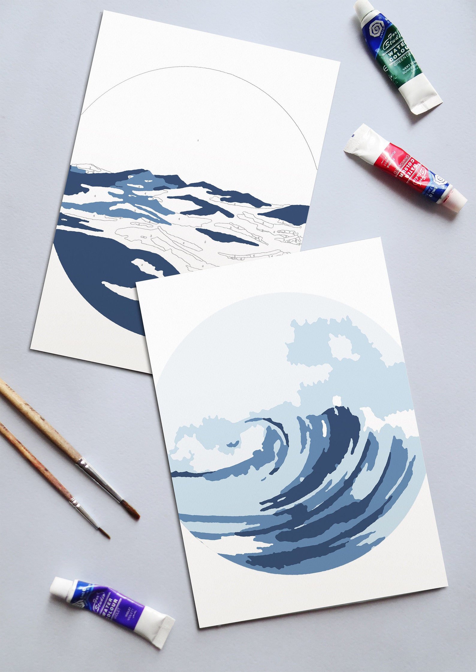 Ocean Waves Paint by Number Kit Digital/custom Beach Paint by | Etsy