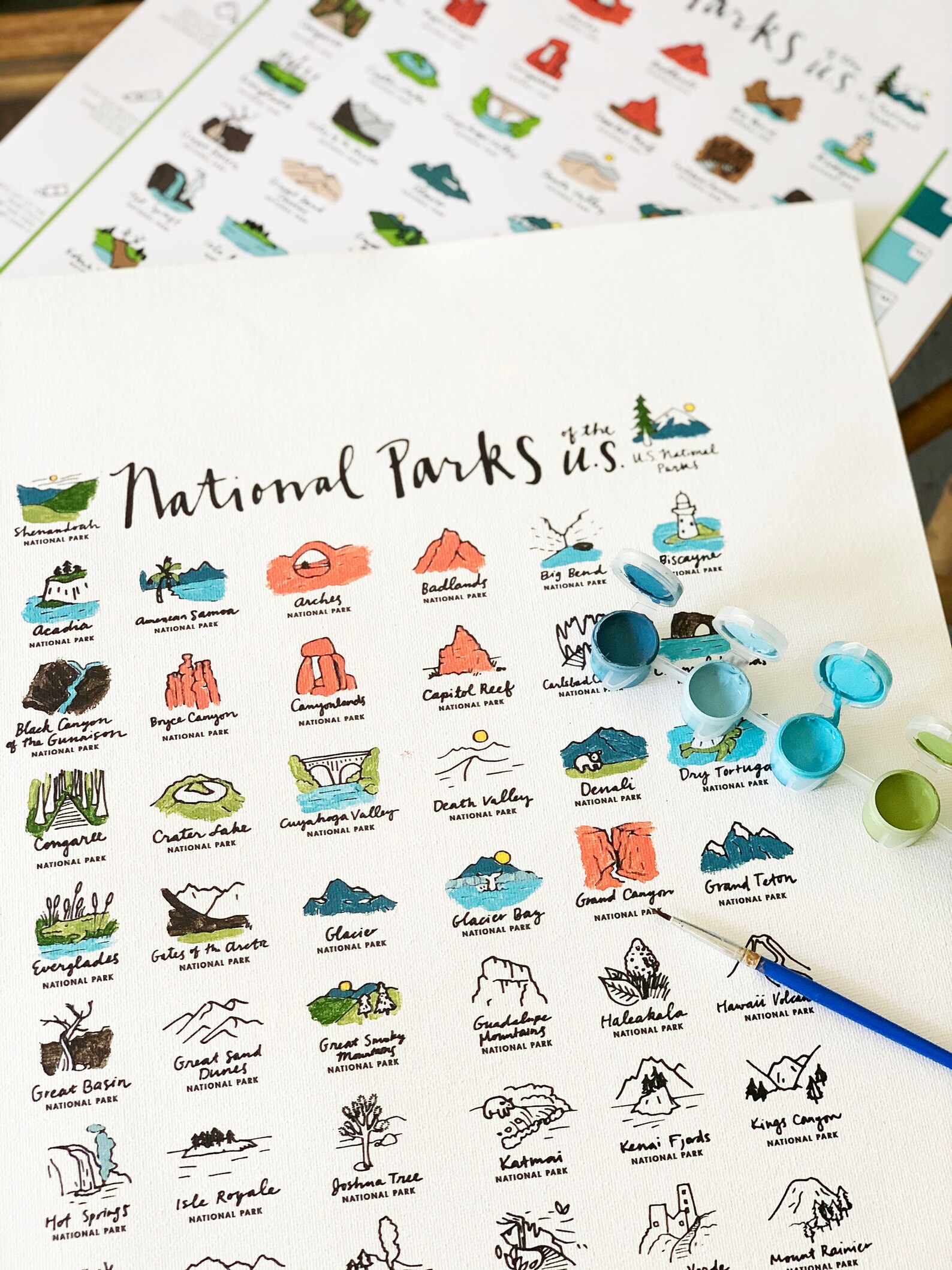 National Parks Paint by Number Kit/color by Number Kit/custom - Etsy