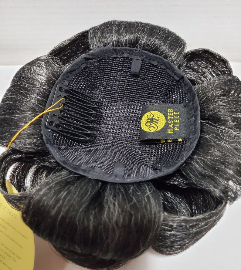 Salt and Pepper #280,#34 Black With Grey Mix Hair Dome Wiglet Bun ...