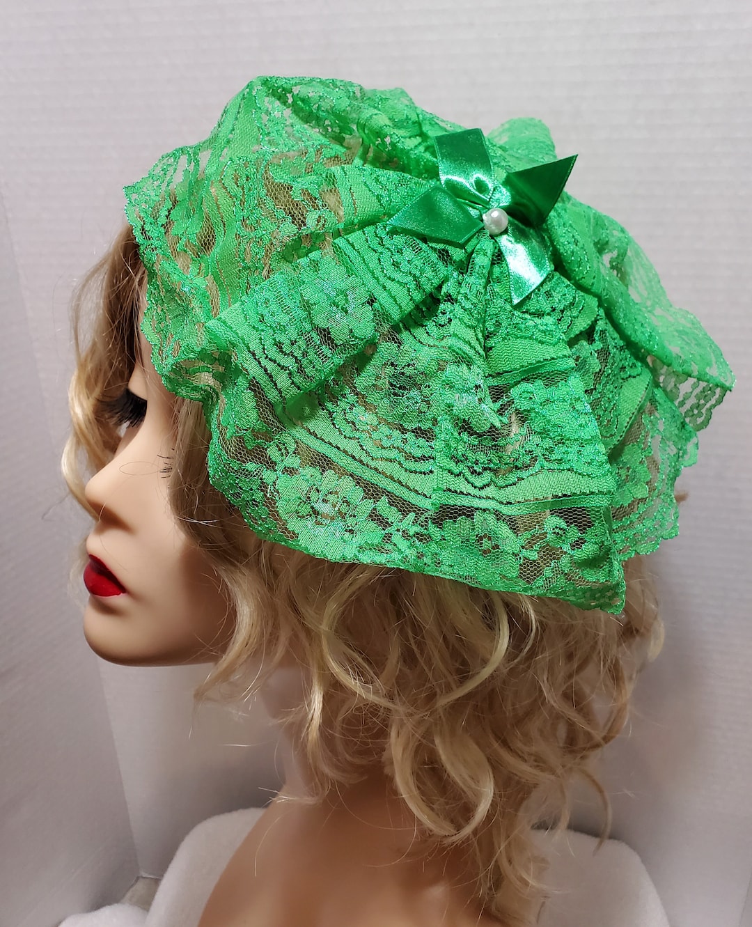 Lace Church Hat, Chapel Prayer Cap Comb Attached One Size Navy Blue ...