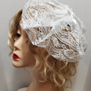 Lace Church Hat, Chapel Prayer Cap Comb Attached One Size Navy Blue ...