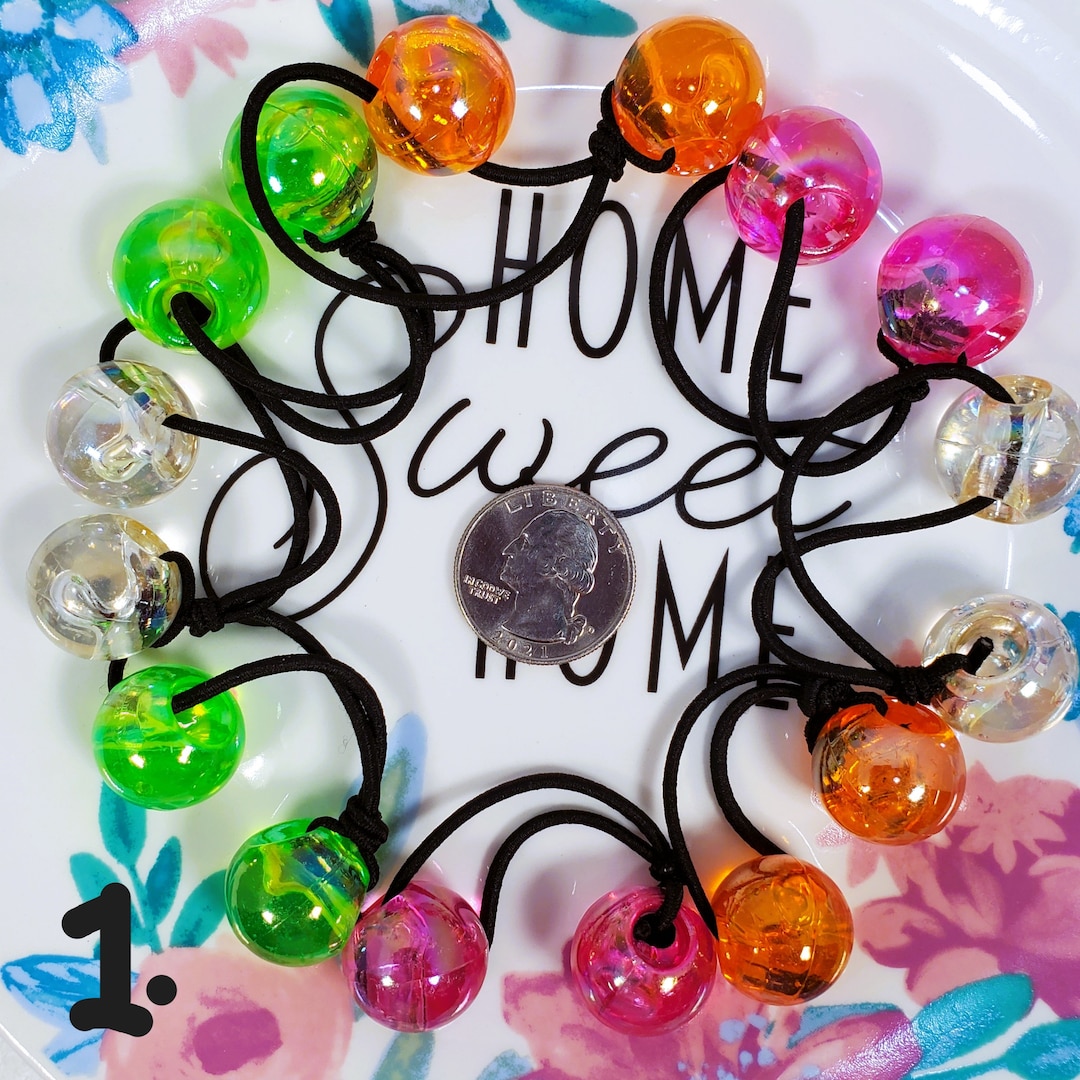 Ponytail Holder Knocker Ball Blue Pink Purple Green Yellow Red Bead ...