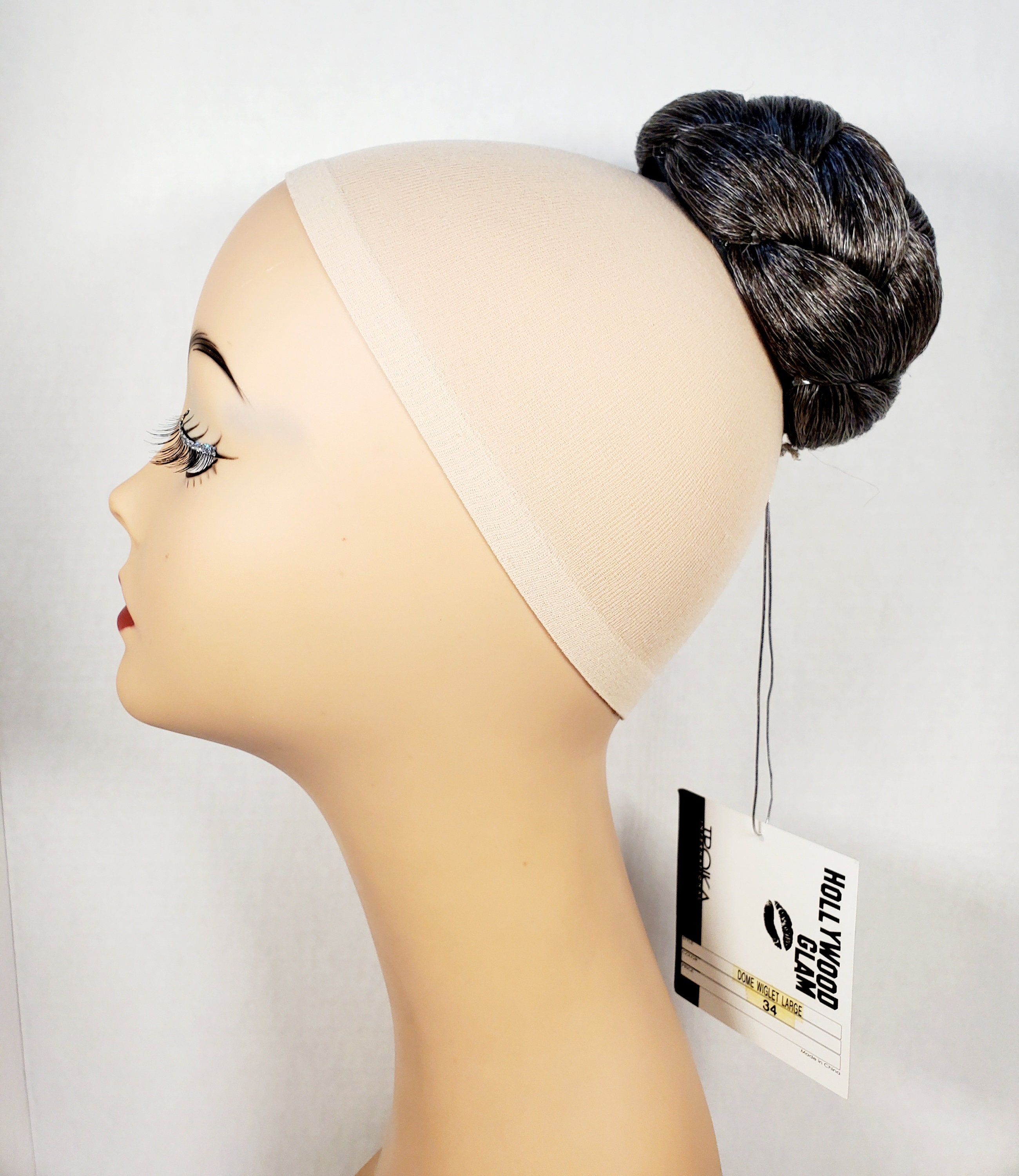 Salt and Pepper #280,#34 Black With Grey Mix Hair Dome Wiglet Bun Style ...