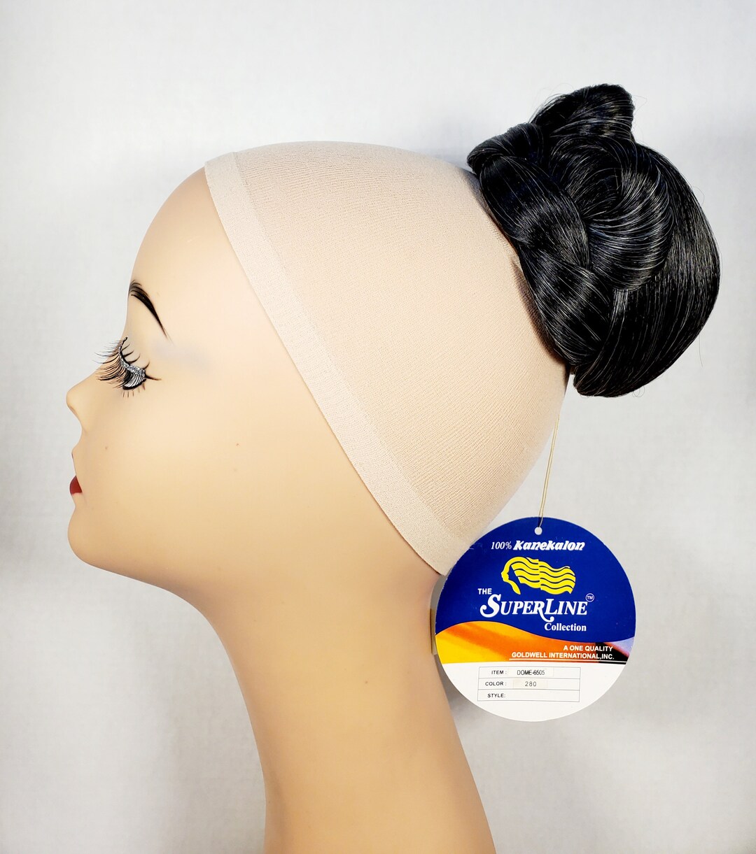 Salt and Pepper 280,34 Black With Grey Mix Hair Dome Wiglet Bun Chignon ...