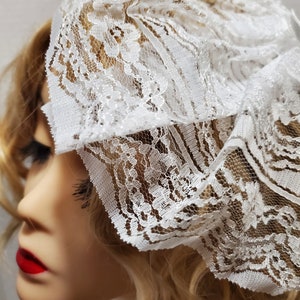 Lace Church Hat, Chapel Prayer Cap Comb Attached One Size Navy Blue ...