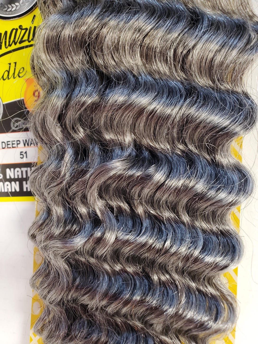 12 Inch Salt and Pepper 100% Human Weave Hair Extension Deep Wave 12 ...