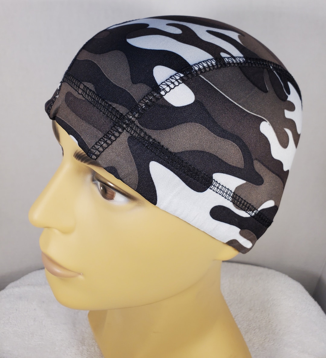 City Camouflage Spandex Dome Cap Man Hat Skull BIKER HEAD LINER ...