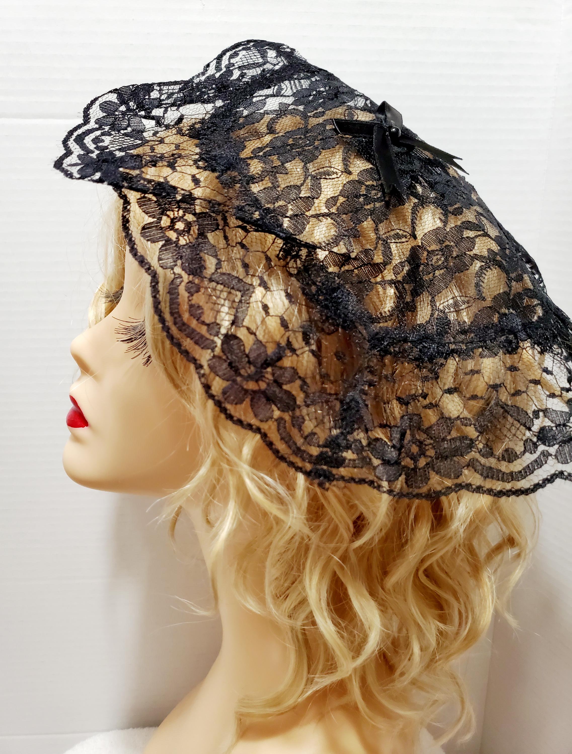 Lace Church Hat, Chapel Prayer Cap Comb Attached One Size Hot Pink ...