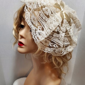 Lace Church Hat, Chapel Prayer Cap Comb Attached One Size Navy Blue ...