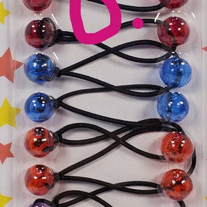 Ponytail Holder Knocker Ball Blue Pink Purple Green Yellow Red Bead ...