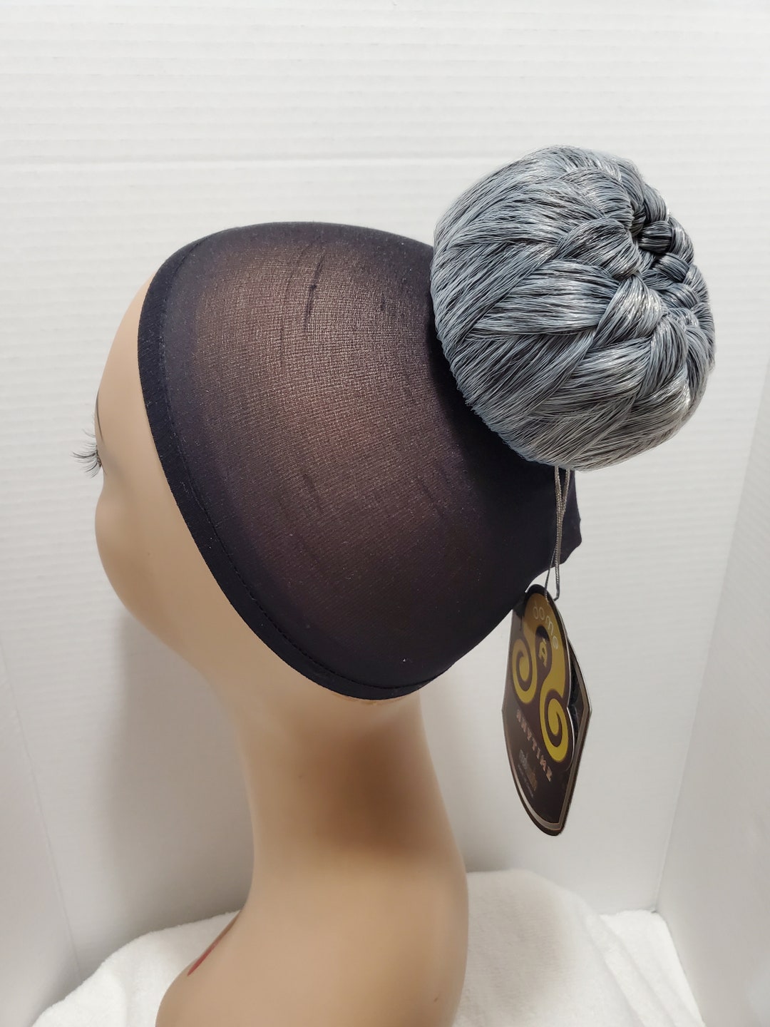Salt and Pepper Black With Grey Mix Hair Dome Wiglet Bun Chignon ...