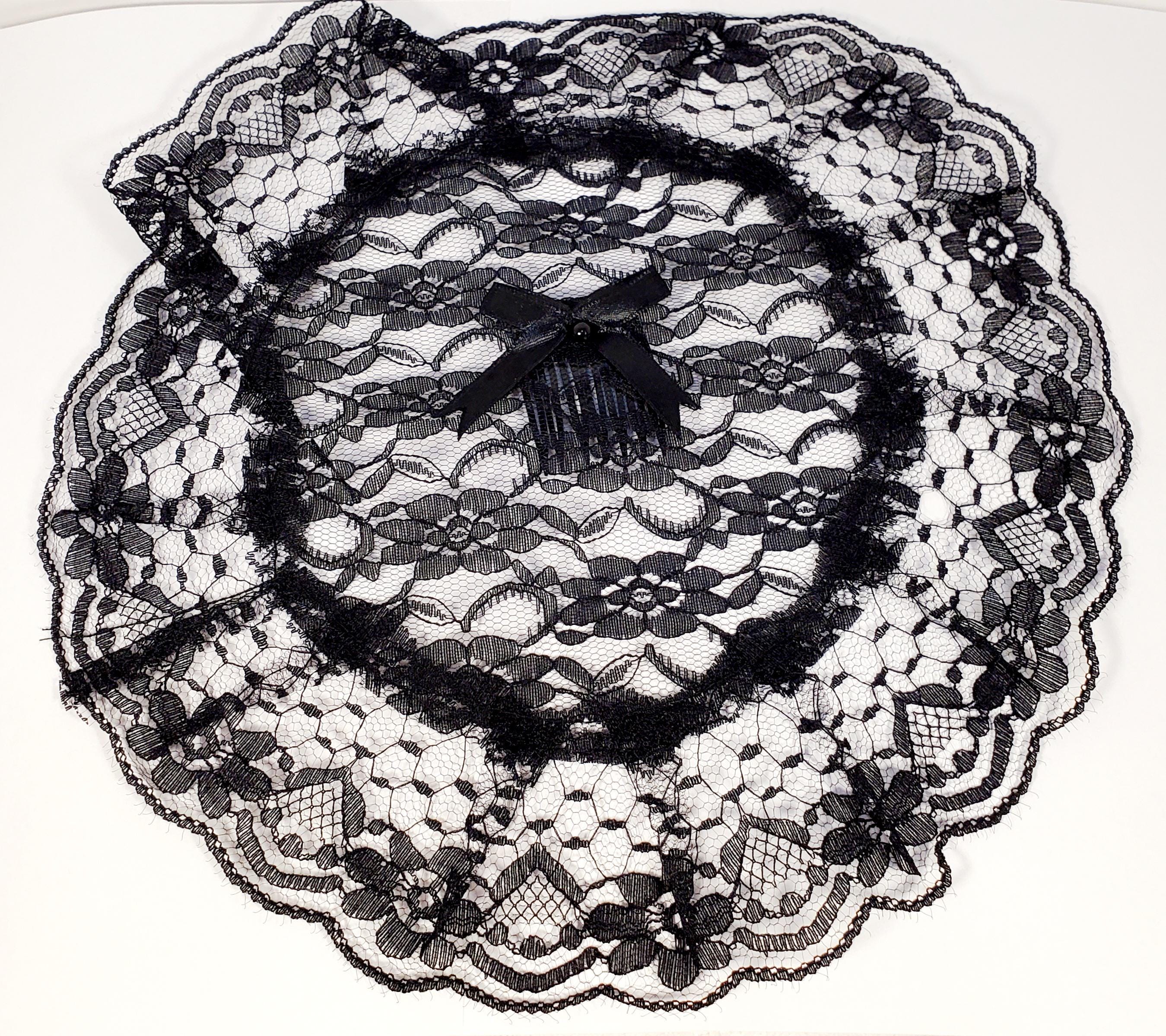 Lace Church Hat, Chapel Prayer Cap Comb Attached One Size Black Purple ...