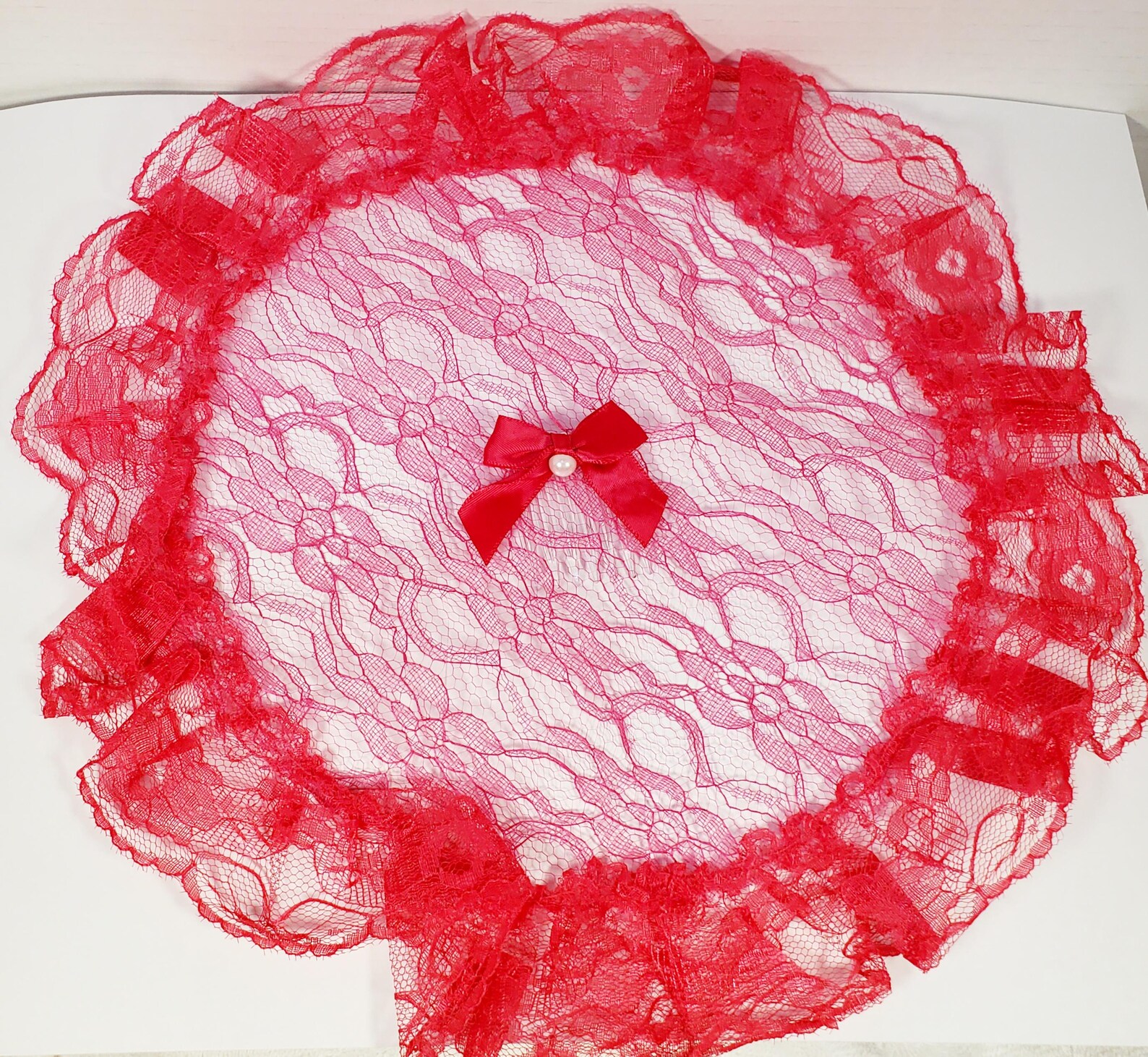 Lace Church Hat, Chapel Prayer Cap Comb Attached One Size Hot Pink ...