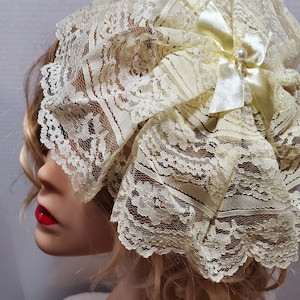 Lace Church Hat, Chapel Prayer Cap Comb Attached One Size Navy Blue ...