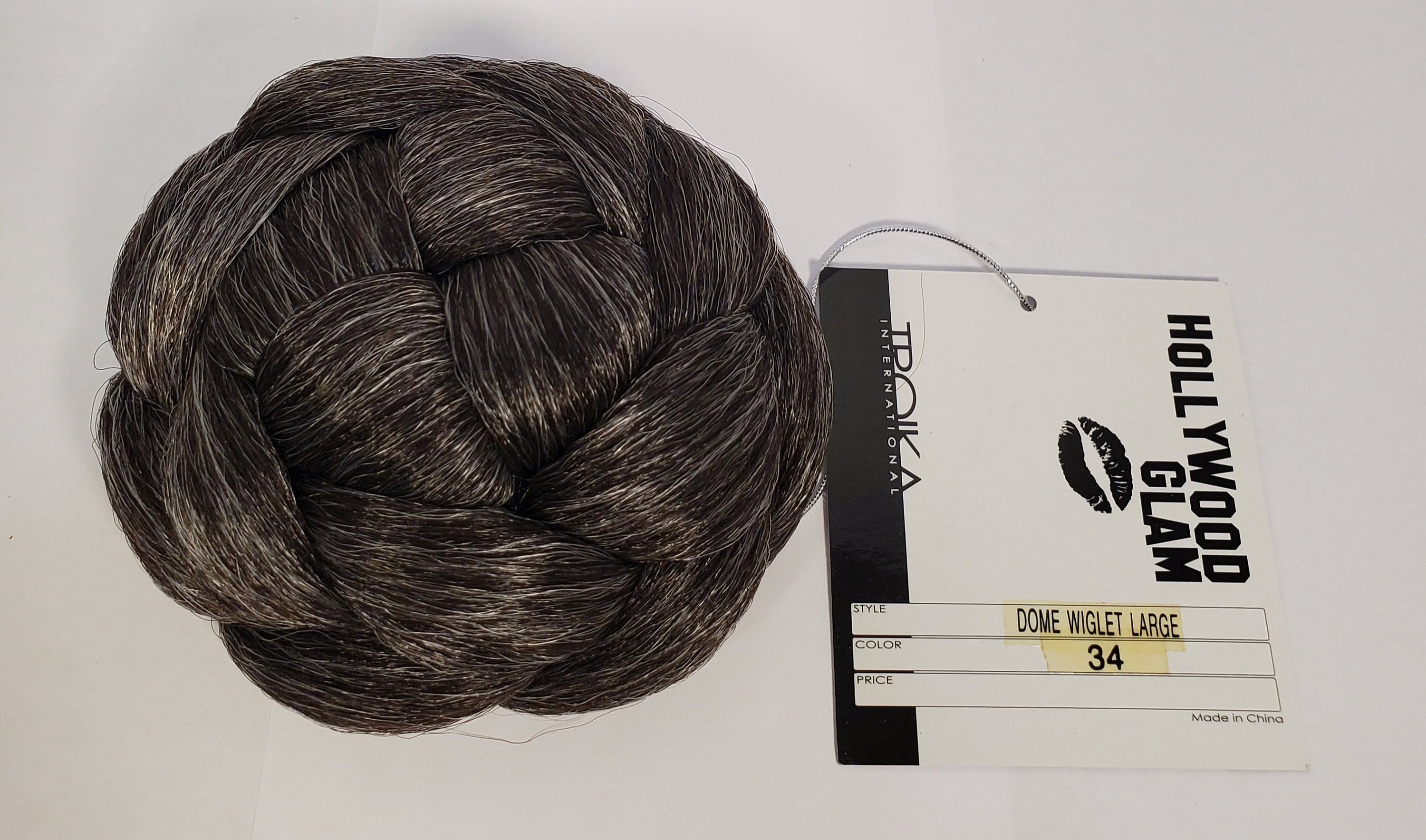Salt and Pepper #280,#34 Black With Grey Mix Hair Dome Wiglet Bun Style ...