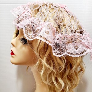 Lace Church Hat, Chapel Prayer Cap Comb Attached One Size Hot Pink ...