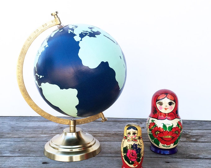 Custom Hand Painted Globe, World Map Globe, Wedding Guestbook, Nursery ...