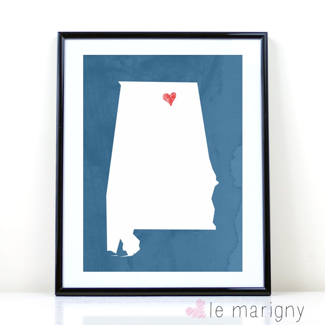 Alabama Art Print Alabama State Print Wall Art Personalized - Etsy UK