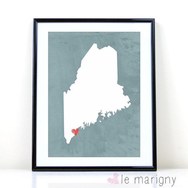 Maine Map Art - Etsy