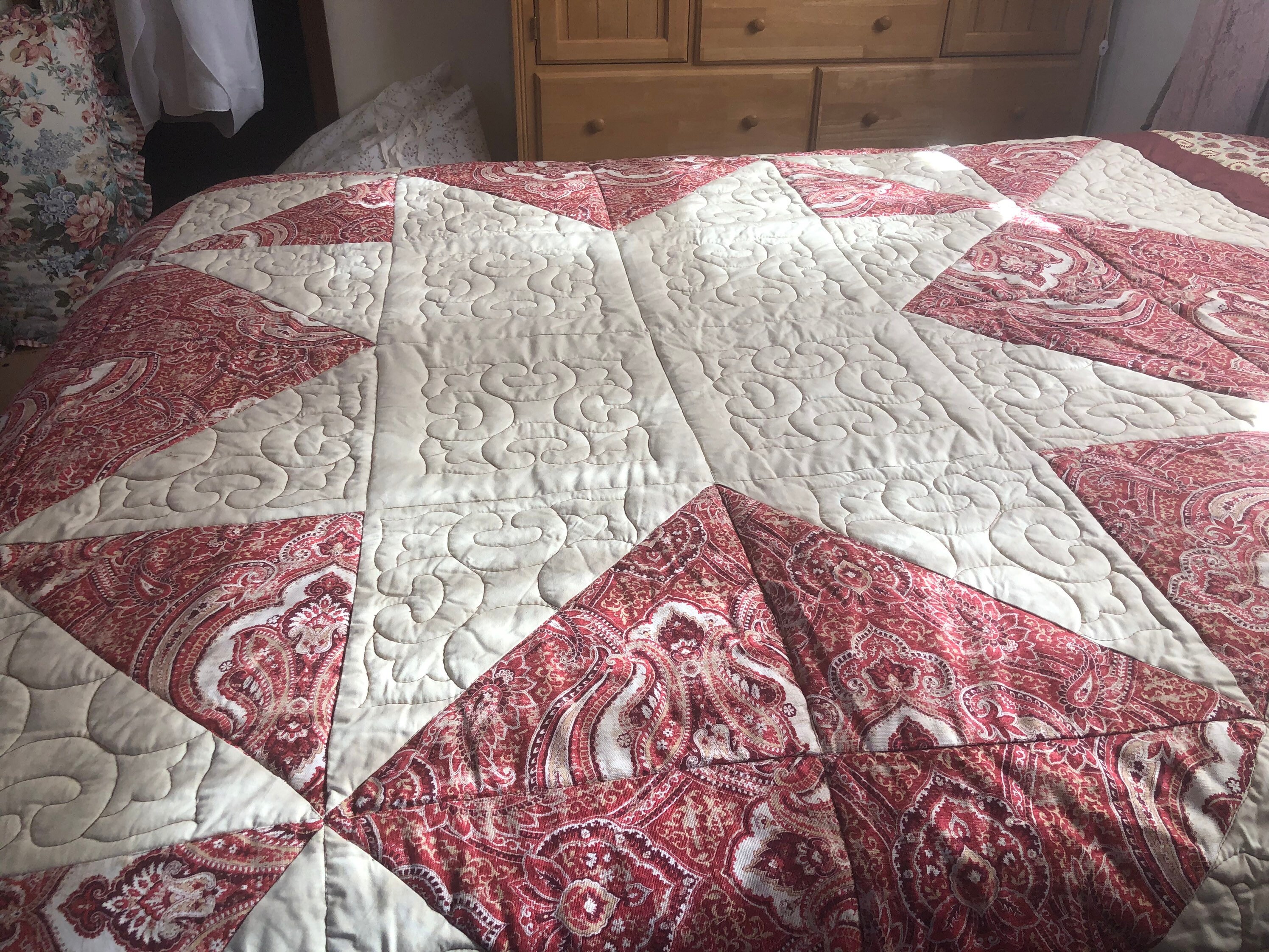 Red Big Star Quilt, Vintage Style Quilt, Quilts, Star, Quilt, Star ...
