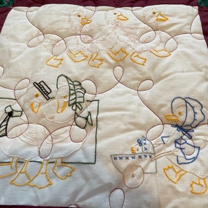 Hand Embroidered Block Quilt, Hand Embroidery, Duck Embroidery, Hand ...