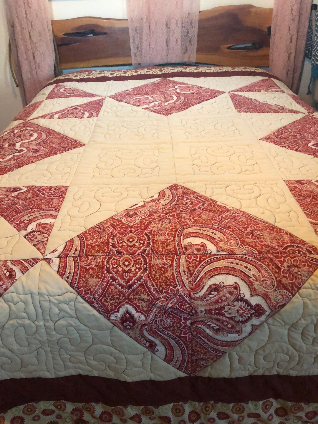 Red Big Star Quilt, Vintage Style Quilt, Quilts, Star, Quilt, Star ...