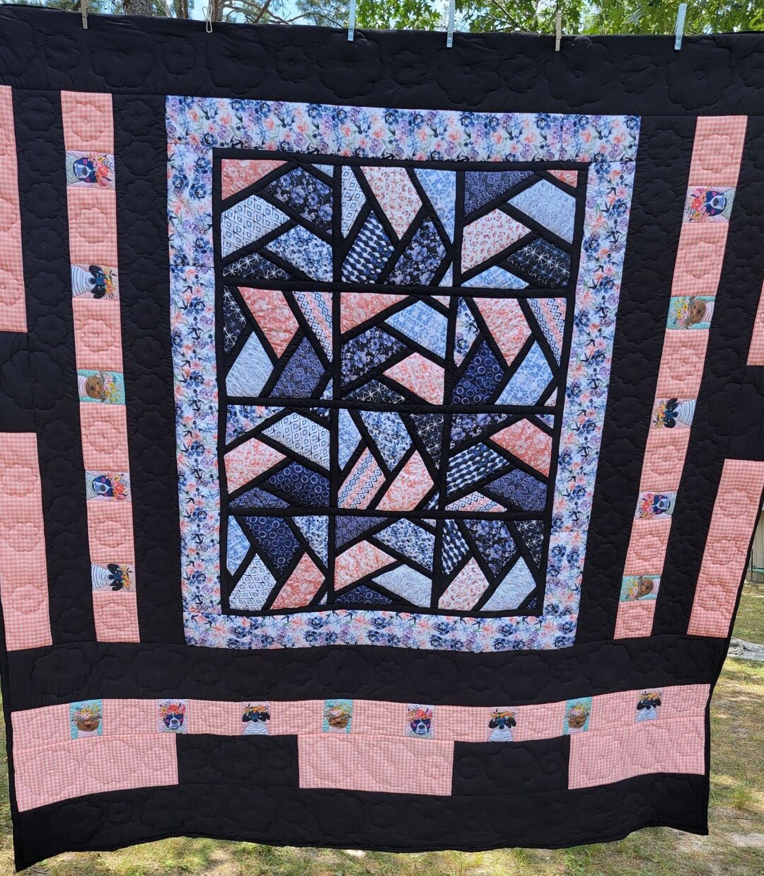 Patchwork Puppy Quilt, Puppies, Puppy Quilt, Flowers and Puppies ...