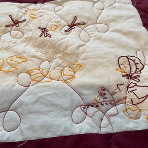 Hand Embroidered Block Quilt, Hand Embroidery, Duck Embroidery, Hand ...