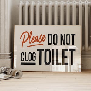 Toilet Sign Bathroom Art Print Bathroom Wall Decor Digital Download ...