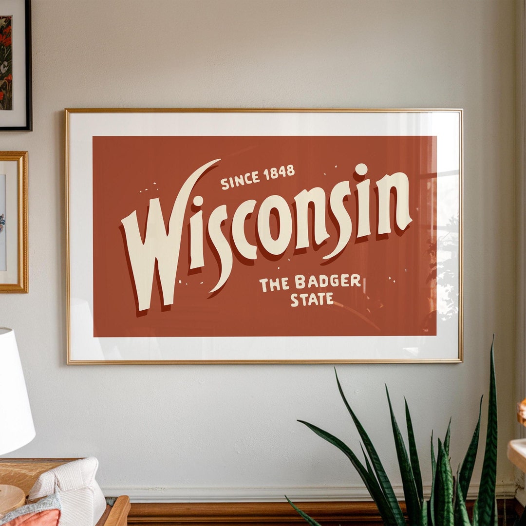 Retro Wisconsin Art Print Badger State Poster Wisconsin Wall Decor ...