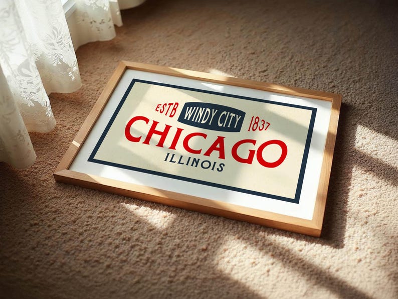 Windy City Print: Retro Chicago Art Poster Chicago Decor Home State ...