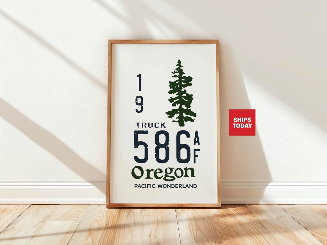 Retro State Oregon Print Oregon Art Wall Decor Retro Travel Beaver ...