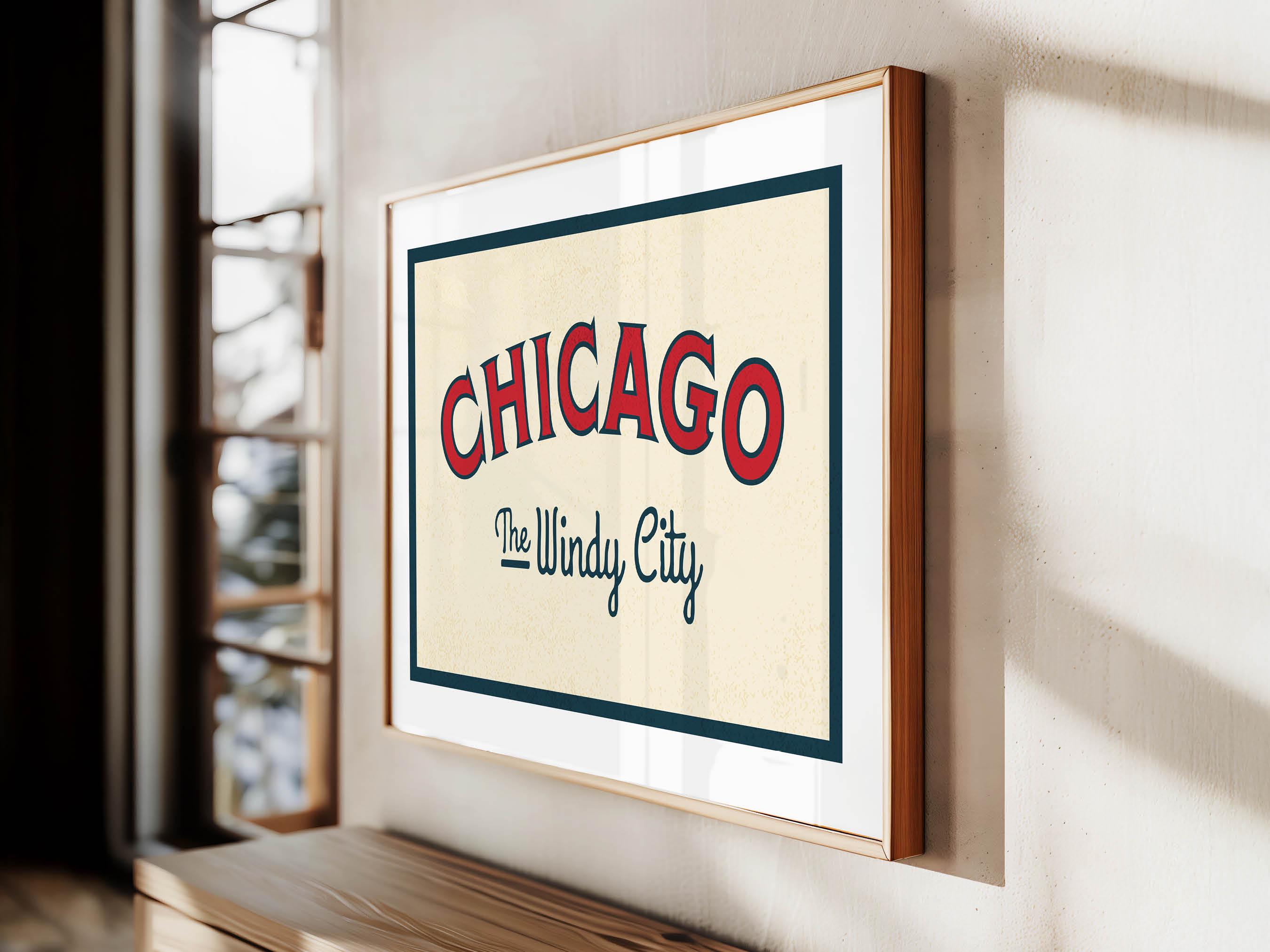 Windy City Chicago Print Retro Chicago Art Poster Chicago Wall Decor ...