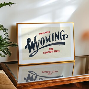 Retro Wyoming Art Print Cowboy State Wyoming Poster Wyoming Wall Decor ...