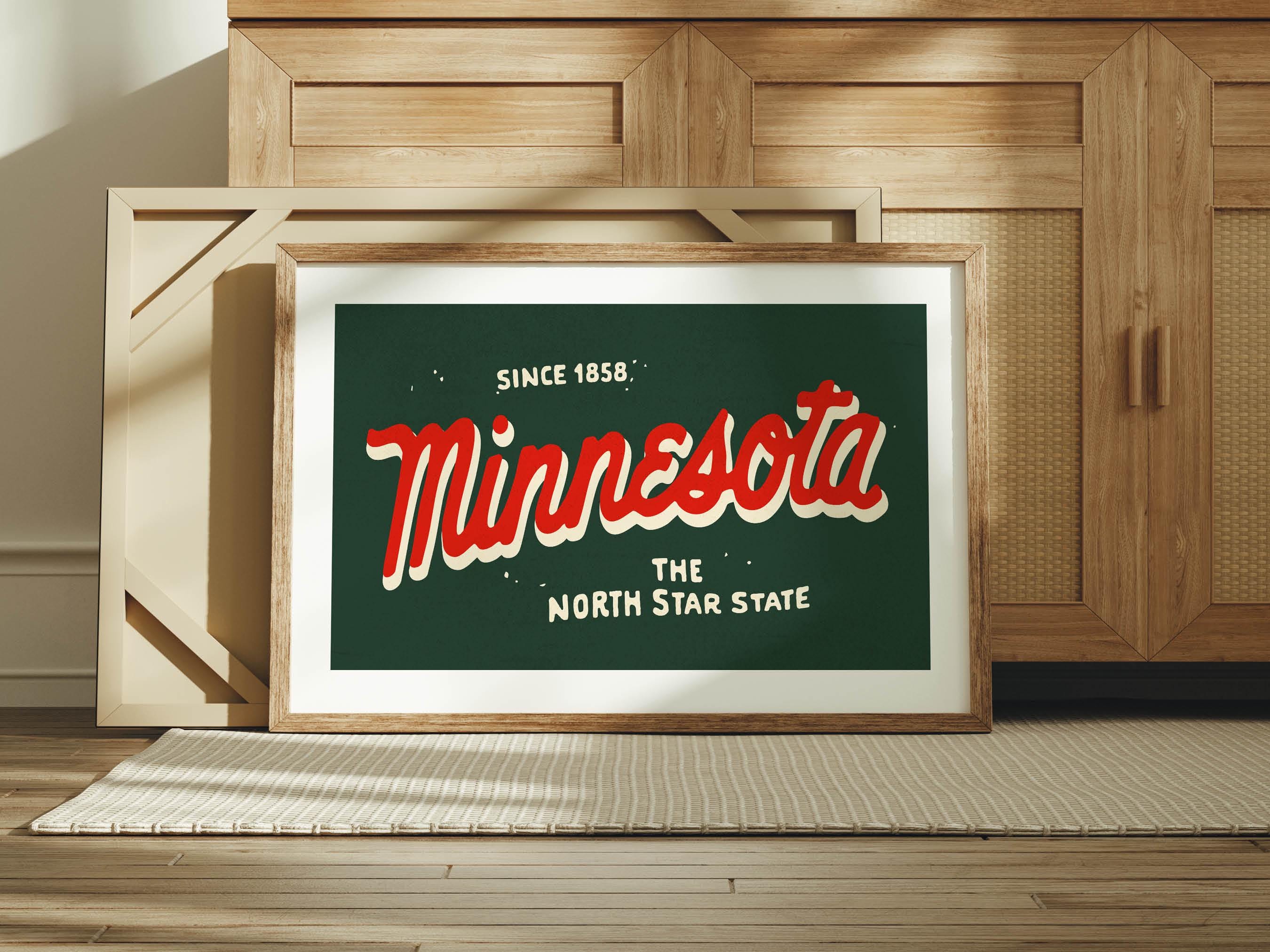 Retro Minnesota Travel Prints Set of 2 Minnesota Art North Star State ...