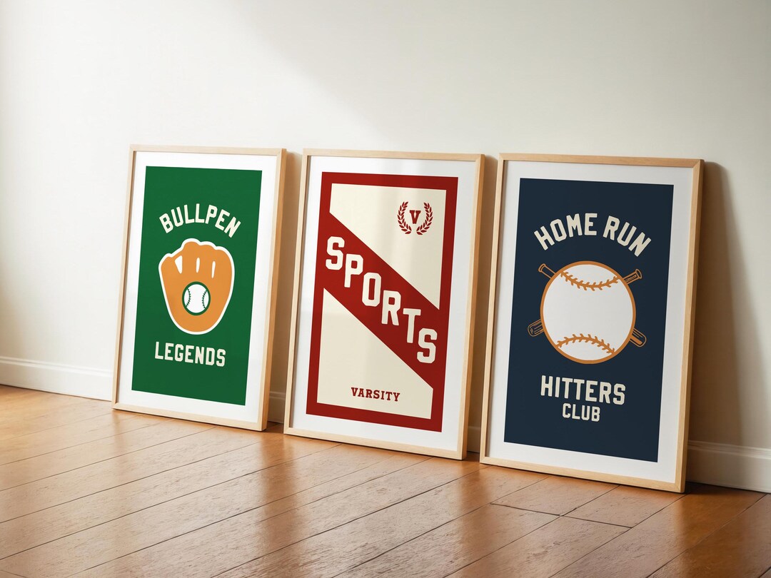 Retro Sports Prints Baseball Art Prints Set of 3 Baseball Posters ...