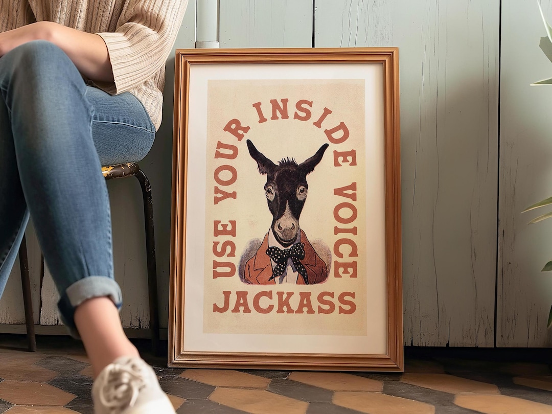 Retro Welcome Art Jackass Donkey Print Inside Voice Poster Kitchen Wall ...