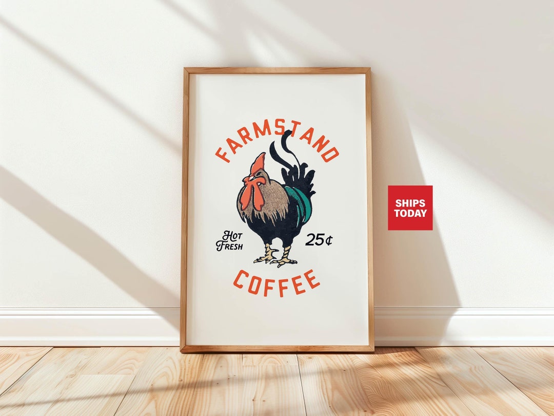 Farmhouse Coffee Print Retro Coffee Wall Art Coffee Bar Decor Kitchen ...