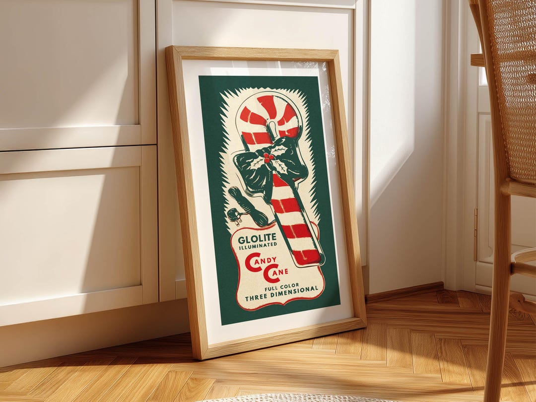 Candy Cane Print: Retro Christmas Art Peppermint Poster Holiday Kitchen ...