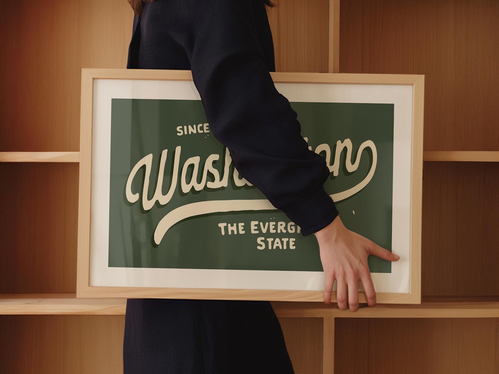 Retro Washington Art Print Evergreen State Poster Washington Wall Decor ...