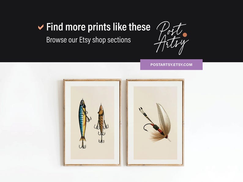 Retro Fishing Art Prints: Outdoorsy Wall Decor, Set of 3 - Etsy