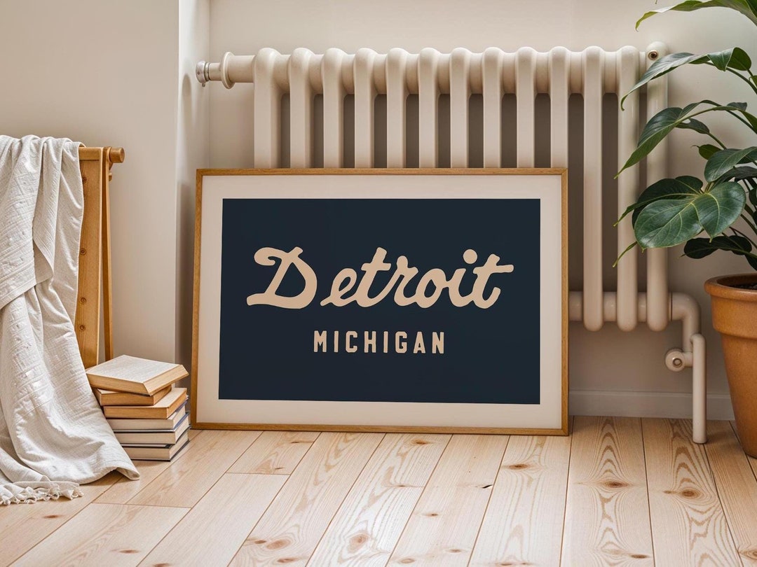 Retro Detroit Michigan Art Print, City Wall Decor (11x17 Inches) - Etsy
