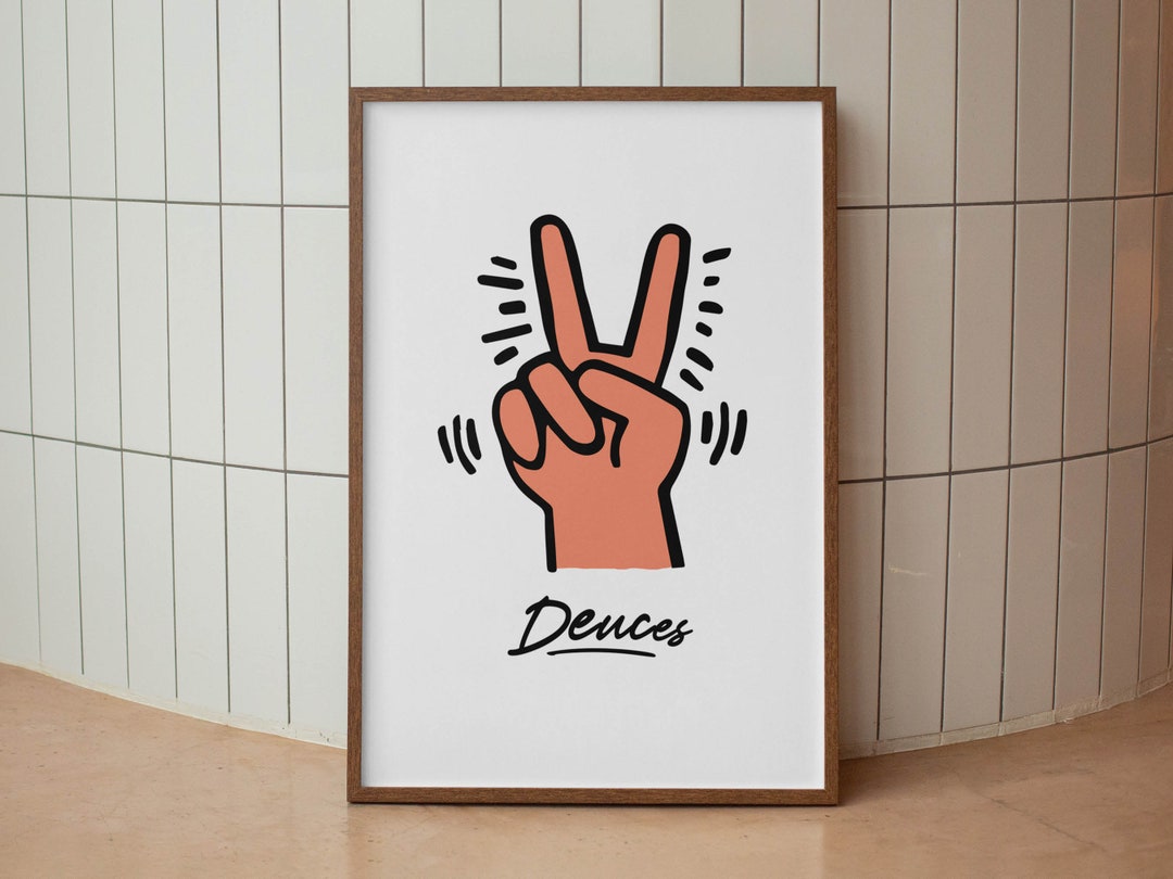 Funny Bathroom Print: Pop Art 'deuces' Hand Sign, Pink Toilet Humor - Etsy