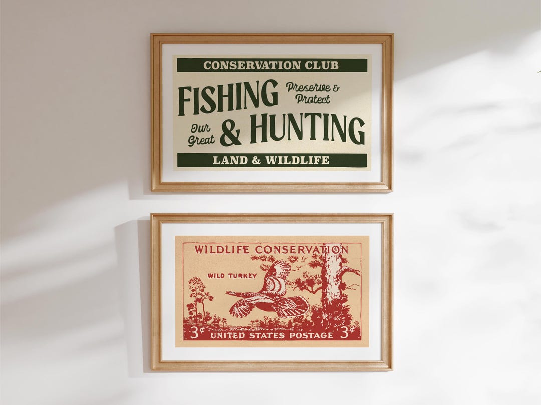 Retro Hunting Art Conservation Prints Gift for Hunter Poster Set of 2 ...