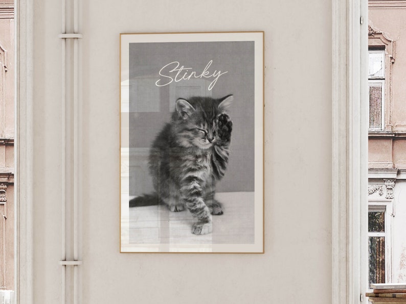 Funny Cat 'stinky' Bathroom Art Print, Retro Toilet Humor (digital ...