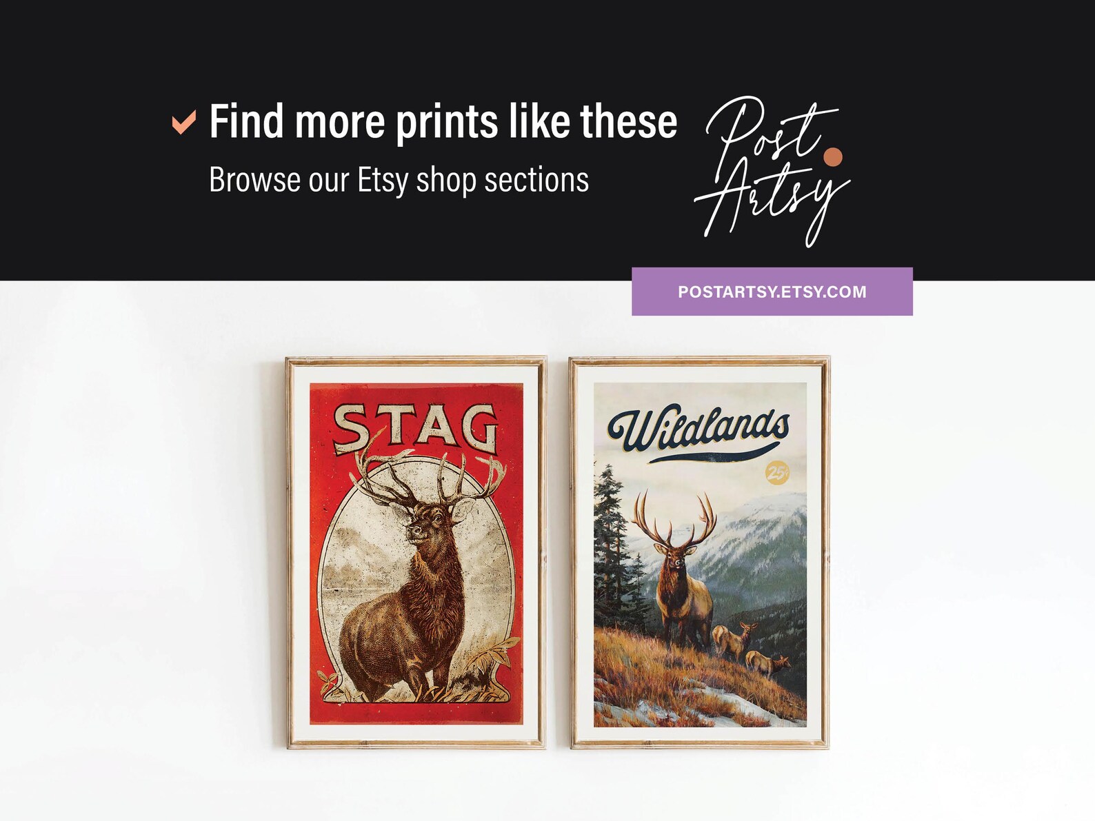 Retro Buck Print Gift for Hunter Outdoors Art Deer Buck Poster Retro ...